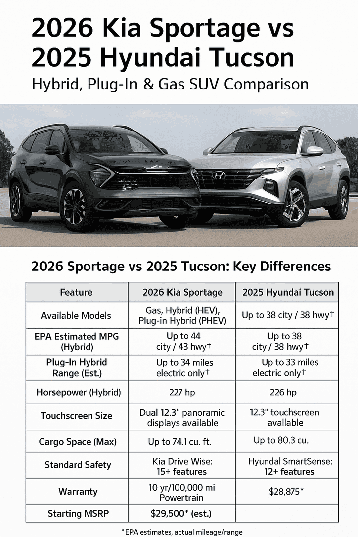 2026 Kia Sportage vs 2025 Hyundai Tucson: Hybrid SUV Comparison | Greenway Kia West Orlando